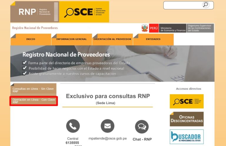 RNP - Registro Nacional de Proveedores del Estado
